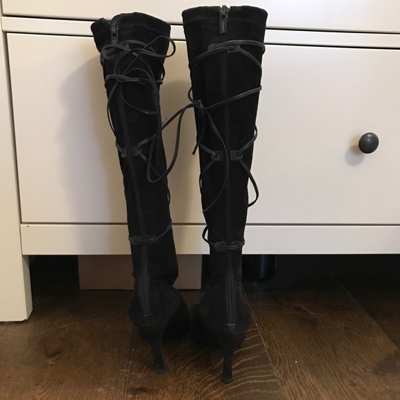 Misope | Shoes | Black Suede High Heel Boots | Poshmark